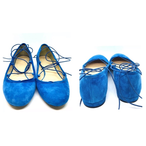 J. Crew | Shoes | J Crew Ballet Flats Size 8 Lace Up Vegan Suede | Poshmark